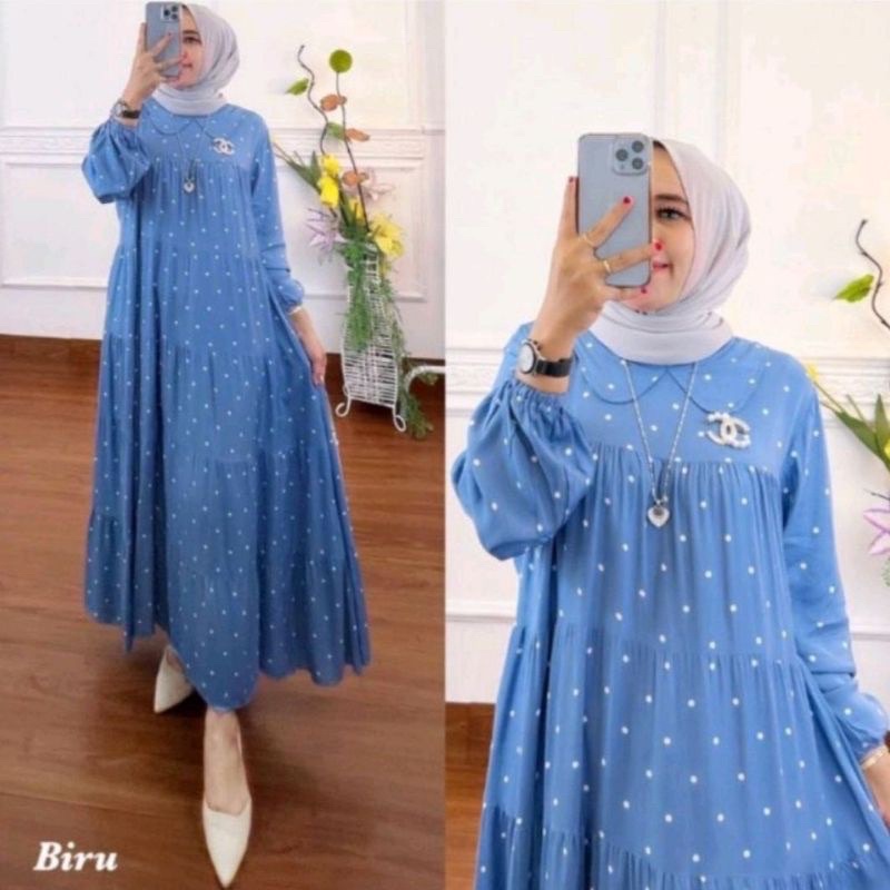 Jual Midi Dress L XL ld 100 110 Model Poky Long Tunik Kekinian Model ...