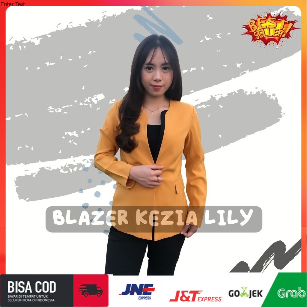 Jual [ PREMIUM ] Blazer Kuning Wanita Kerja Kantor Furing Baju Formal ...