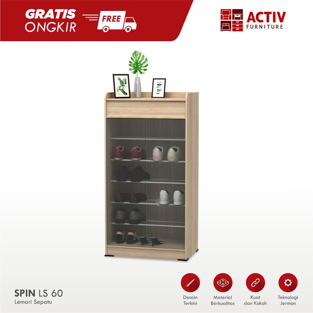 Jual Activ Lemari Sepatu Kaca 5 Susun / Rak Sepatu Minimalis / SPIN LS ...