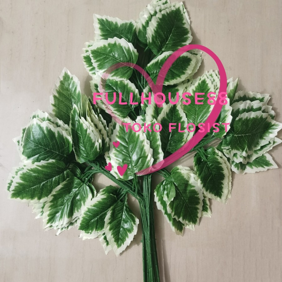 Jual Daun plastik/daun decorasi/Daun gerigi Lis putih / anggur | Shopee ...