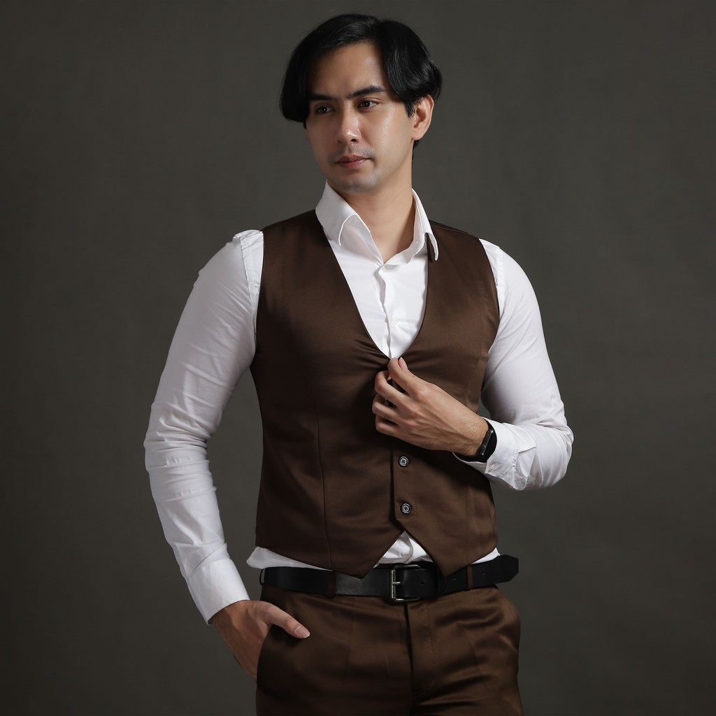 Jual Vest / Rompi Formal Pria - Coklat - GOLDY OUTFIT | Shopee Indonesia