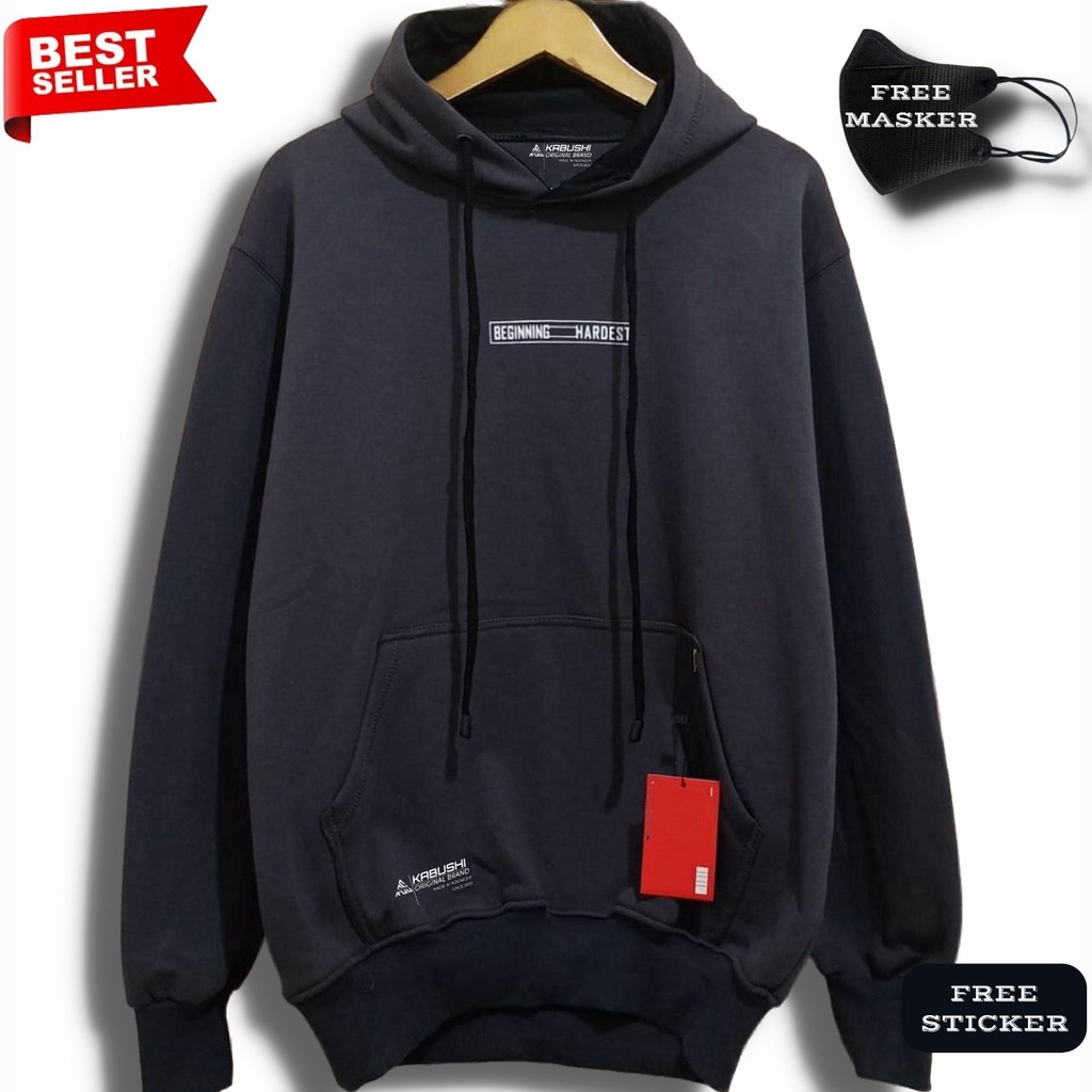 Jual Sweater Hoodie Abu Abu Paralon Pria Switer Cowok Kachios Jumper ...