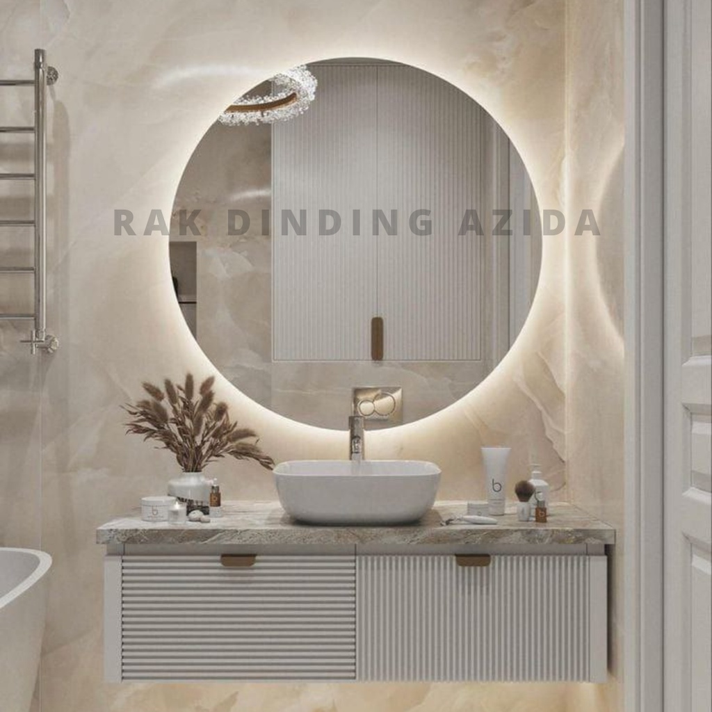 Jual Cermin LED Rias Tempel Dinding Dekorasi Hiasan Kaca Bulat Lampu ...