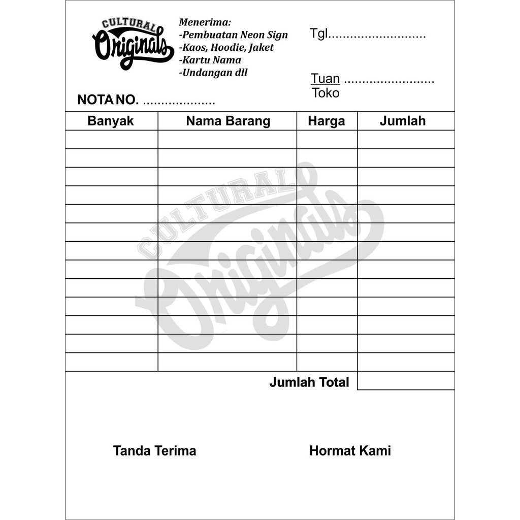 Jual Nota Custom Desain 1ply 1 warna | Shopee Indonesia