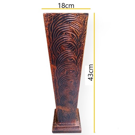 Jual Pot Kayu Vas Kayu harbot ukiran Motif Bagus Tekstur 18x18x43cm ...