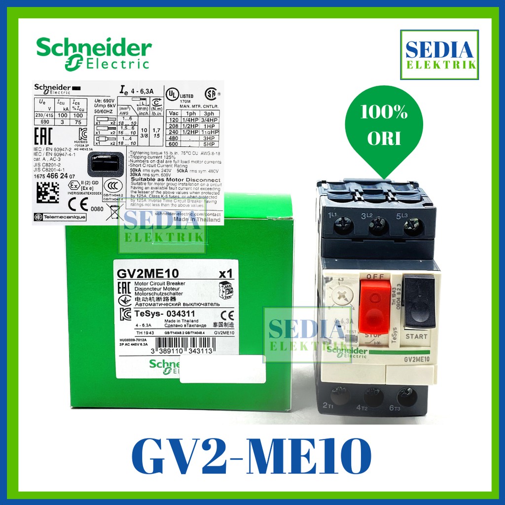 Jual Motor Circuit Breaker MCB GV2ME10 GV2 ME10 GV2 ME 10 | Shopee ...