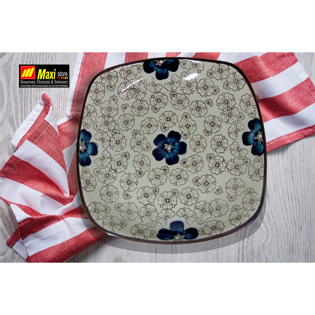 Jual Piring keramik motif jepang segi besar/ keramik/porselen ...