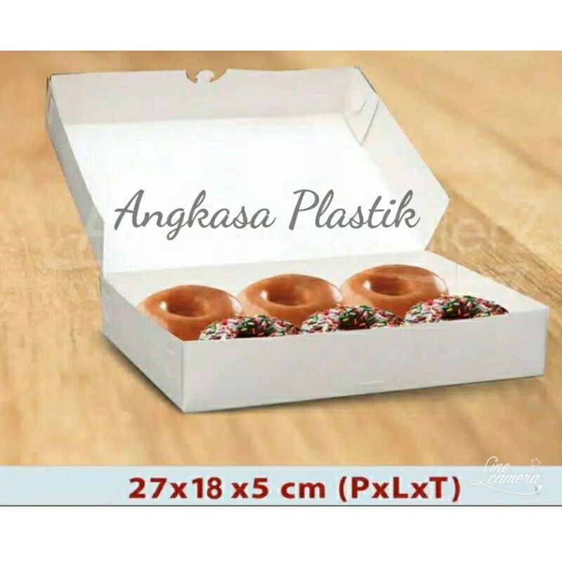 Jual Box Donat motif Putih Polos - 27x18x5 cm | harga per 1 pcs ...