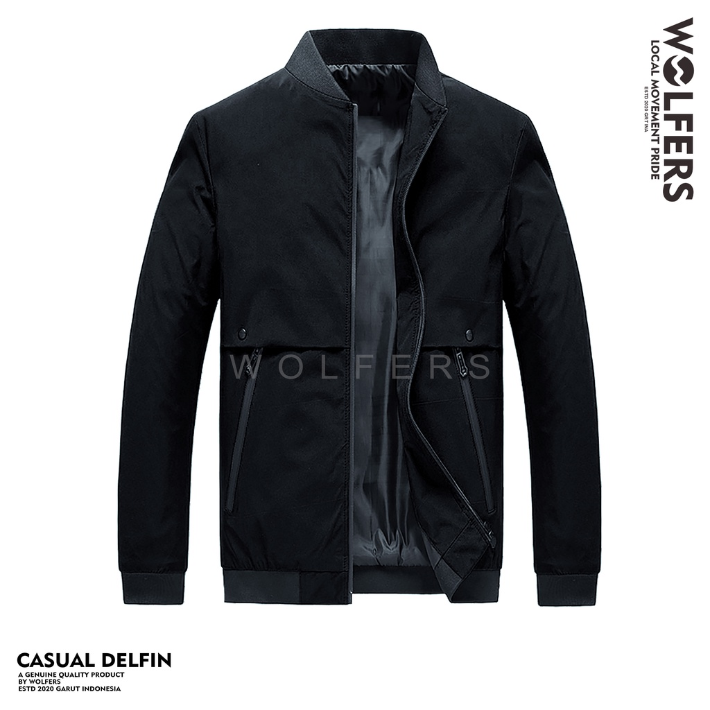 Jual Wolfers Jaket Motor Pria Slim Fit Bomber Delfin Kasual | Shopee ...