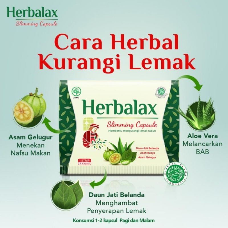 Jual HERBALAX Slimming Capsule obat diet pelangsing herbal aman strip 4 ...