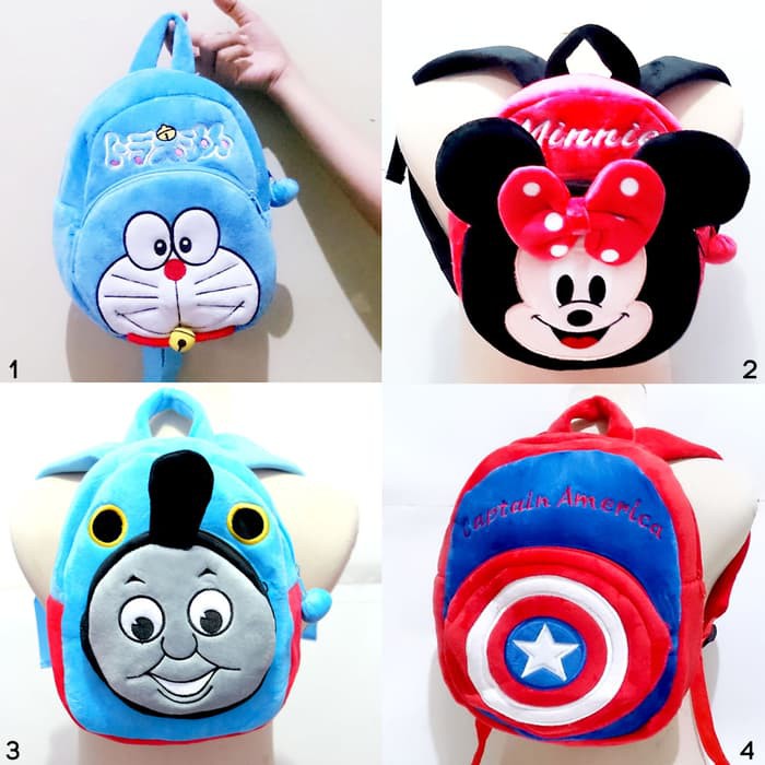 Jual Jual Tas Ransel Anak Boneka Doraemon Minnie Thomas Capten Kapten ...
