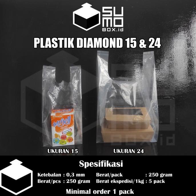Jual Kresek PE Bening Diamond ukuran 15 24 TEBAL 250gr / Kantong ...