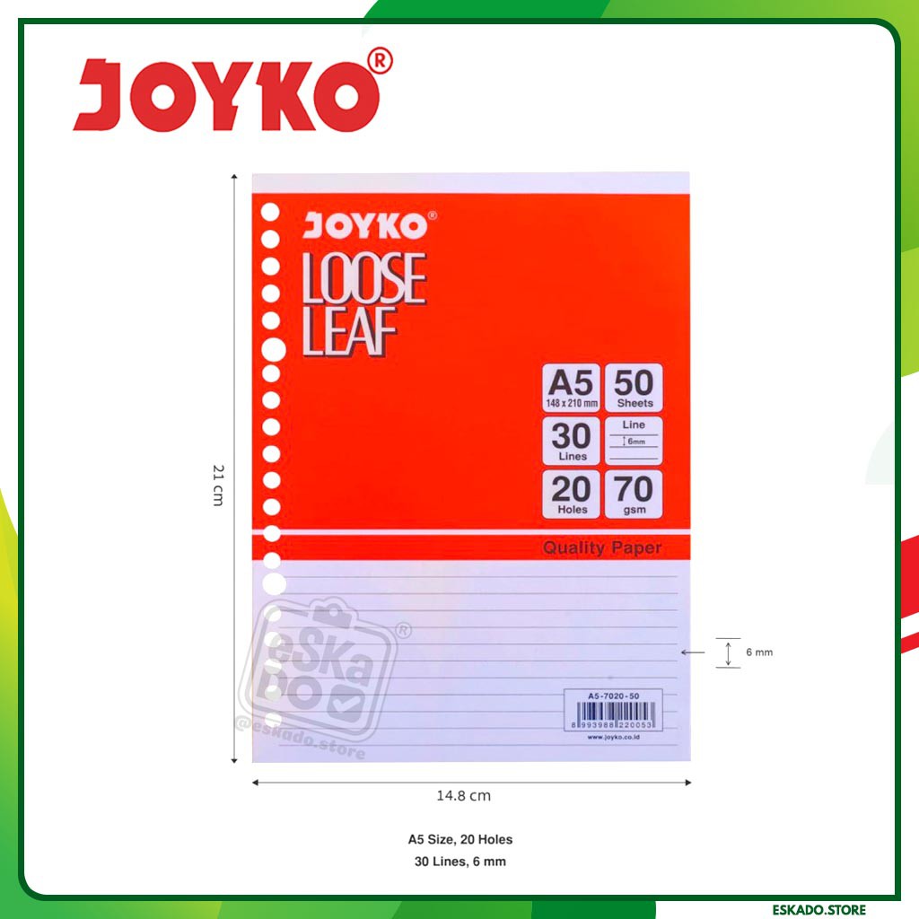 Jual Loose Leaf / Isi Kertas File / Binder Joyko A5-7020 / 50 Lembar ...