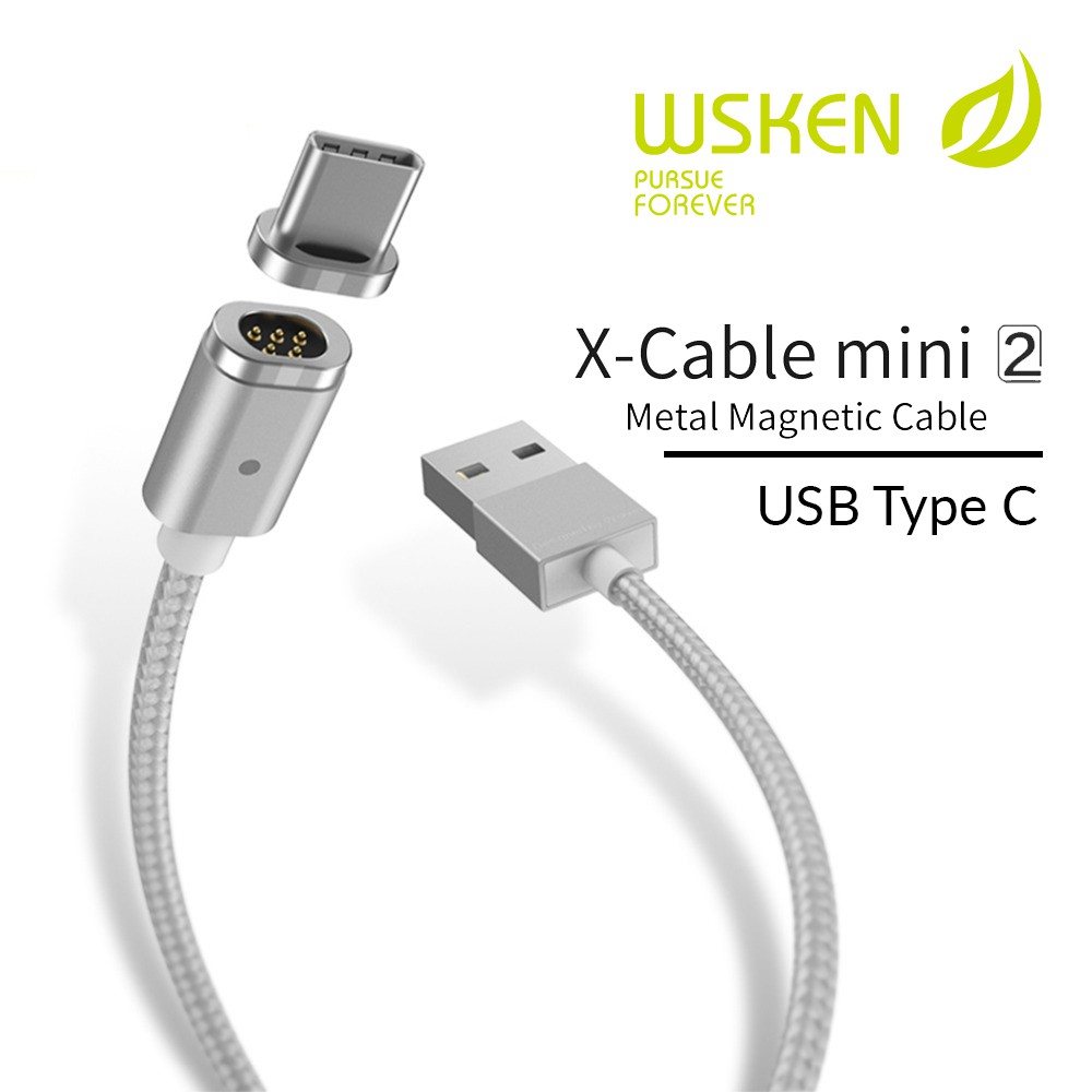 Jual WSKEN X-Cable Mini 2 Magnetic Charging Cable for USB Type C Smartphone (SILVER) | Shopee ...