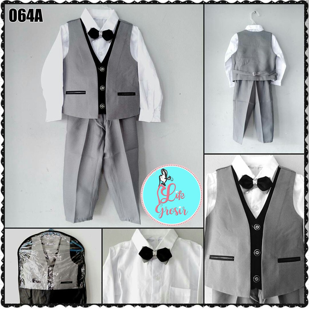 Jual 064A - SETELAN JAS ANAK / VEST ANAK / ROMPI ANAK ABU / TUXEDO ANAK ...