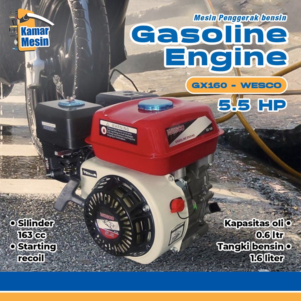 Jual WESCO Gasoline Engine Mesin Penggerak bensin GX160 5.5HP 5.5 HP 5.5PK | Shopee Indonesia