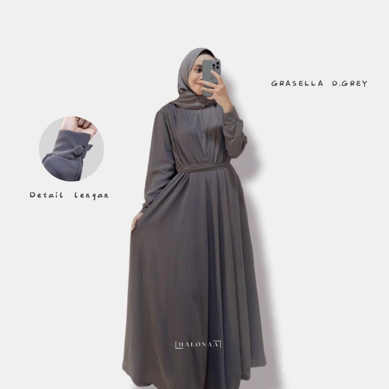 Jual GRASELLA DRESS / DRESS CERUTY PREMIUM By Halonaahijab | Shopee Indonesia