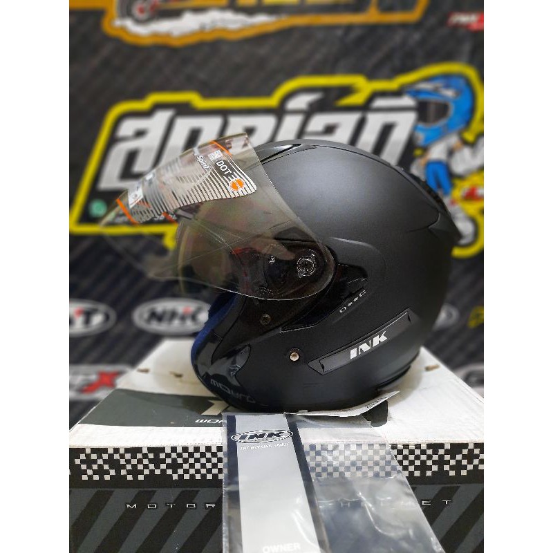 Jual HELM INK METRO 2 SOLID BLACK MATT 2 VISOR HELM HALF FACE DOUBLE ...