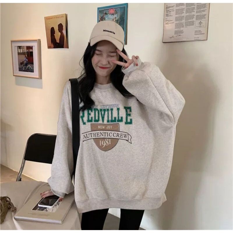 Jual Sweater Wanita Oversize - Redville Sweater Crewneck Wanita Size L ...