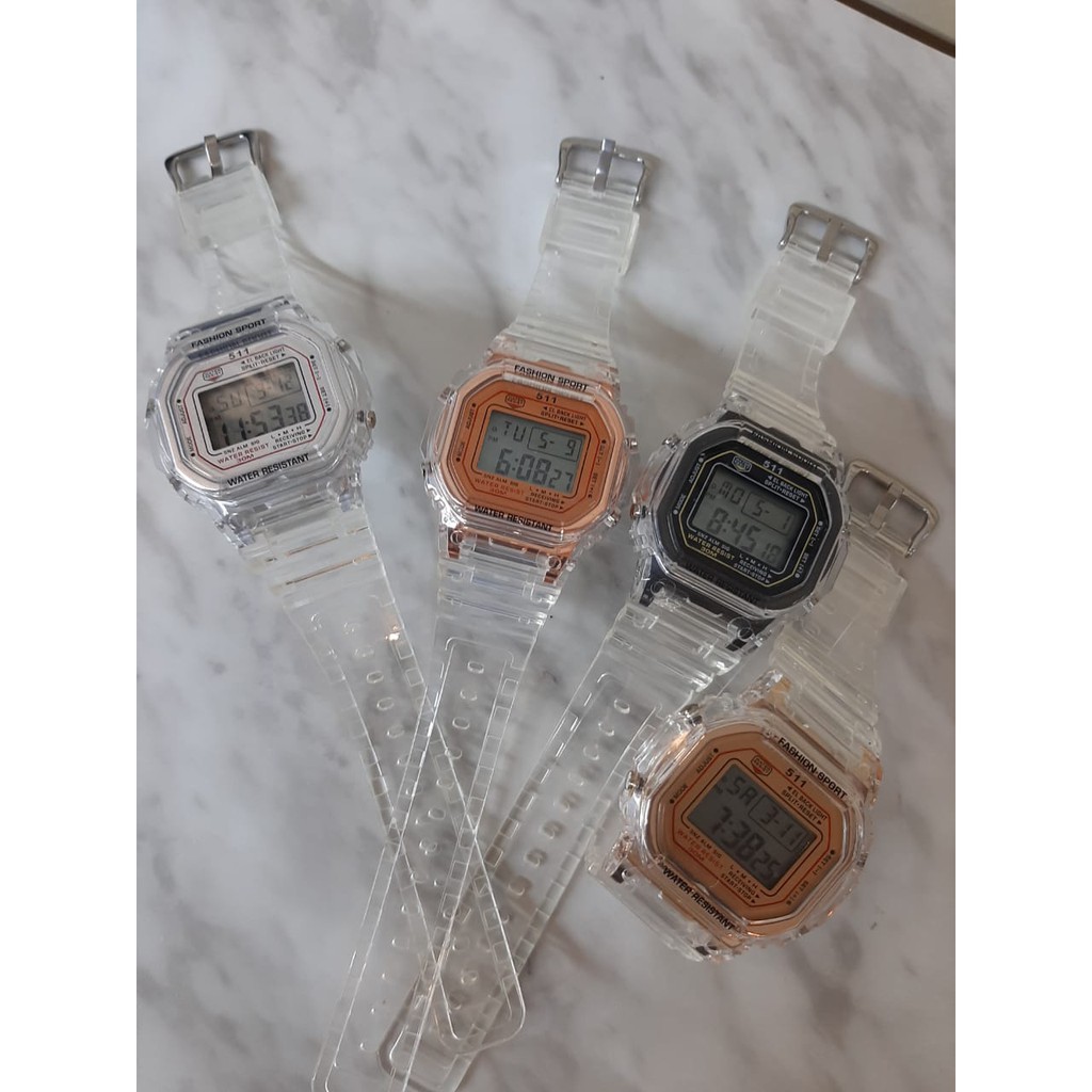 Jual Tali transparan Jam Tangan Wanita 511 Multi-fungsi Digital LED ...