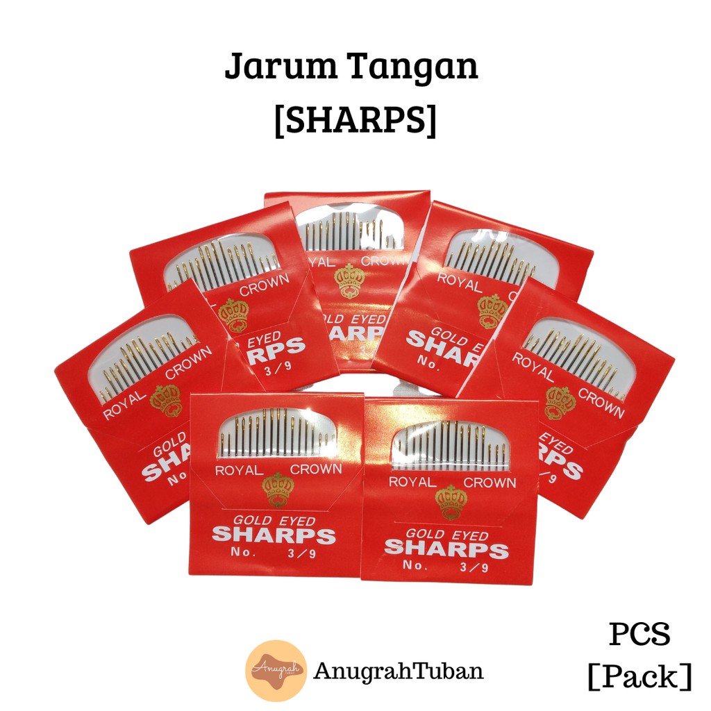 Jual [1 Pack/Set] Jarum Jahit ROYAL CROWN SHARP ORIGINAL Gold Eyed 3/9 | Shopee Indonesia