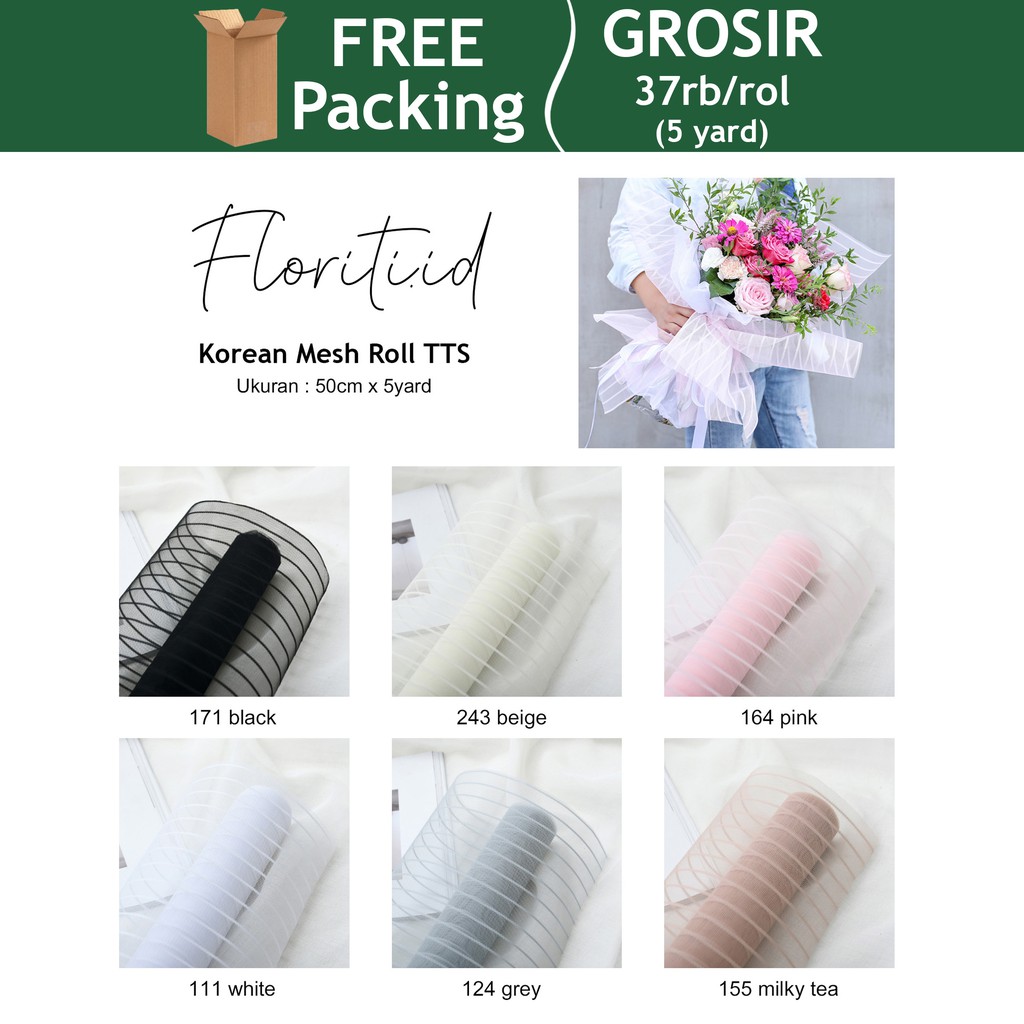 Jual (Rol) Korean Line Mesh/Jaring Buket/Flower Wrapping | Shopee Indonesia