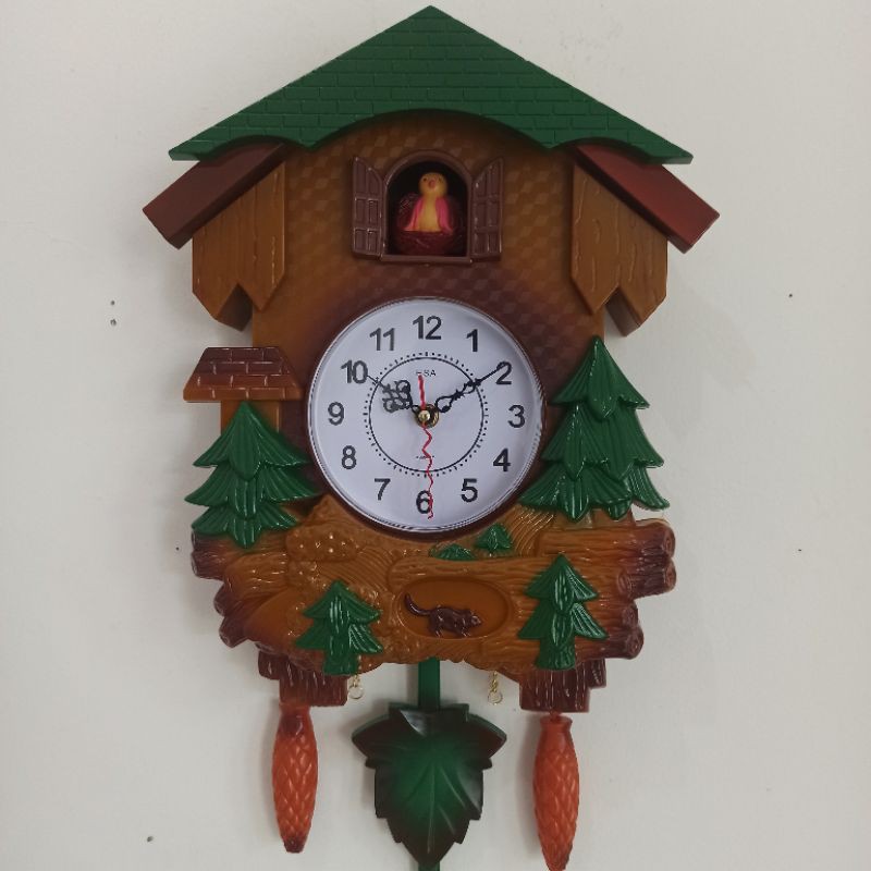 Jual jam dinding unik klasik rumah burung bisa bunyi dan bandul ...