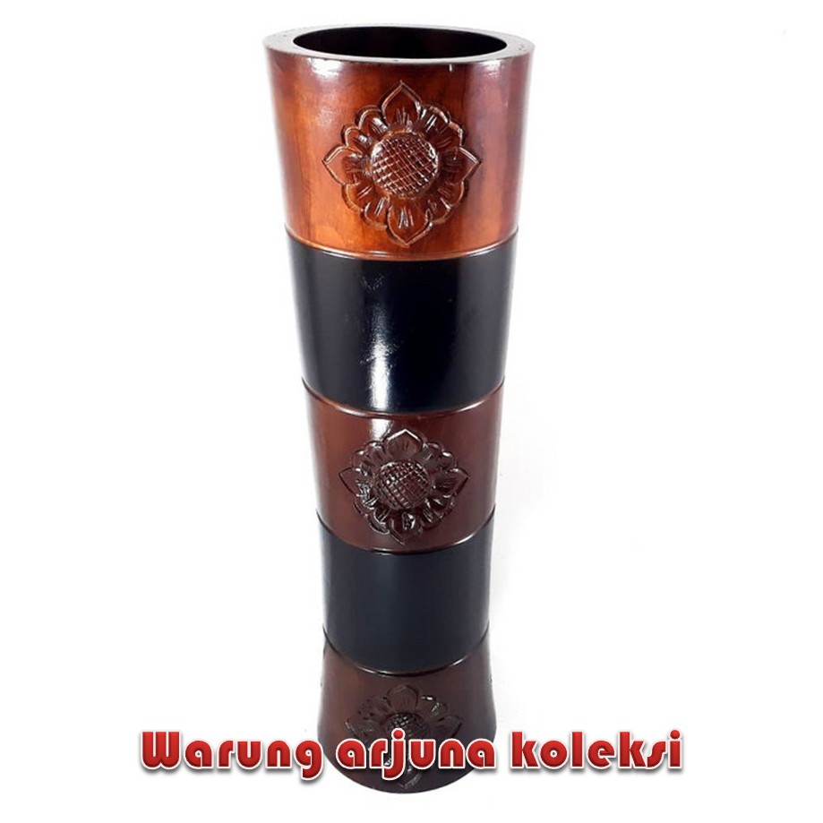 Jual Guci Vas Bunga Pahatan Kayu Jati Ukuran Besar | Shopee Indonesia