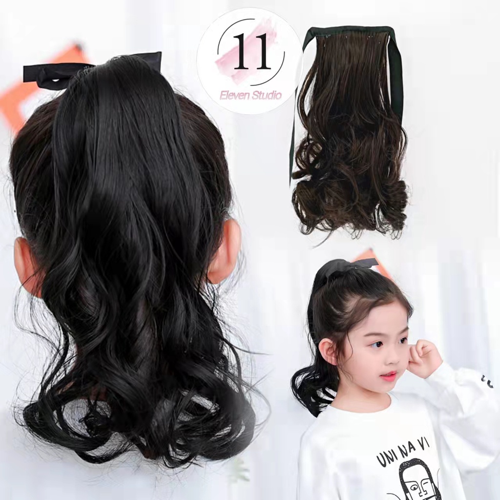 Jual Rambut Palsu Anak Hair Clip Curly Wig Anak Ponytail Anak Curly ...