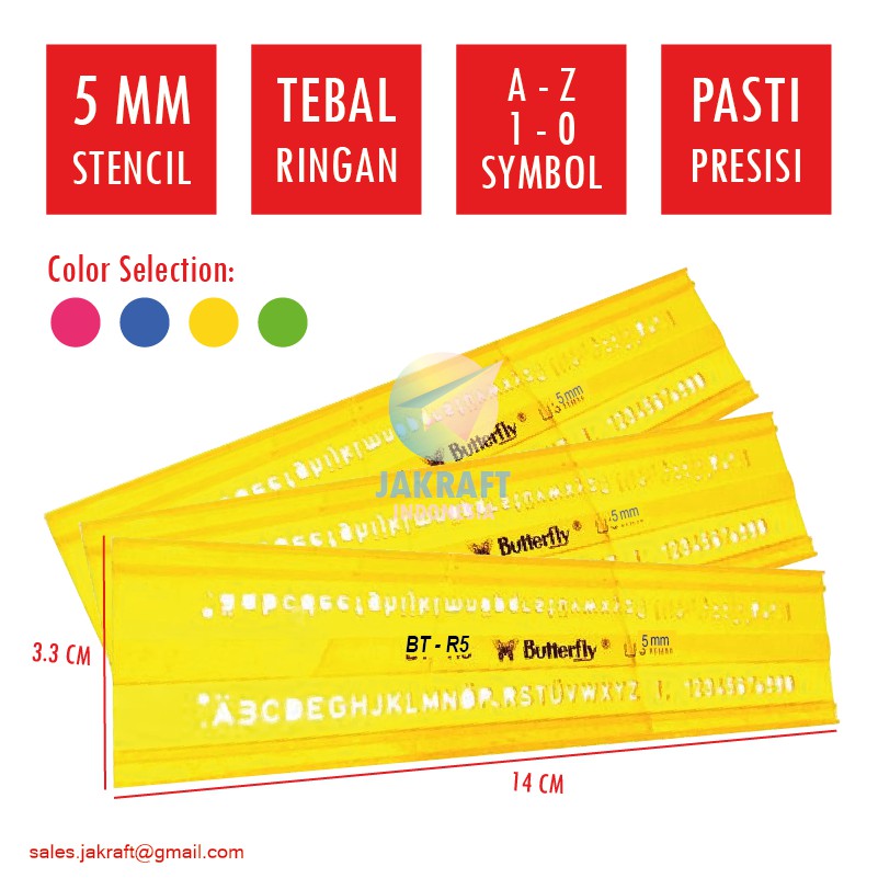 Jual (1 Pcs) Penggaris Stencil Stencil Sablon Mal Huruf Angka Symbol 5 ...