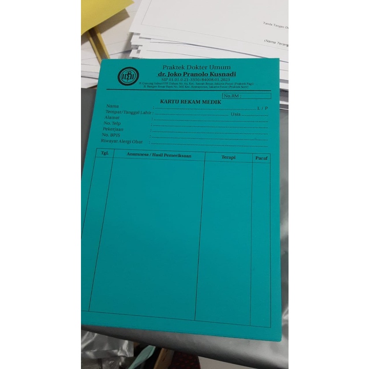 Jual CETAK KARTU REKAM MEDIS CETAK CUSTOM PERCETAKAN UKURAN A5 BRIEF ...