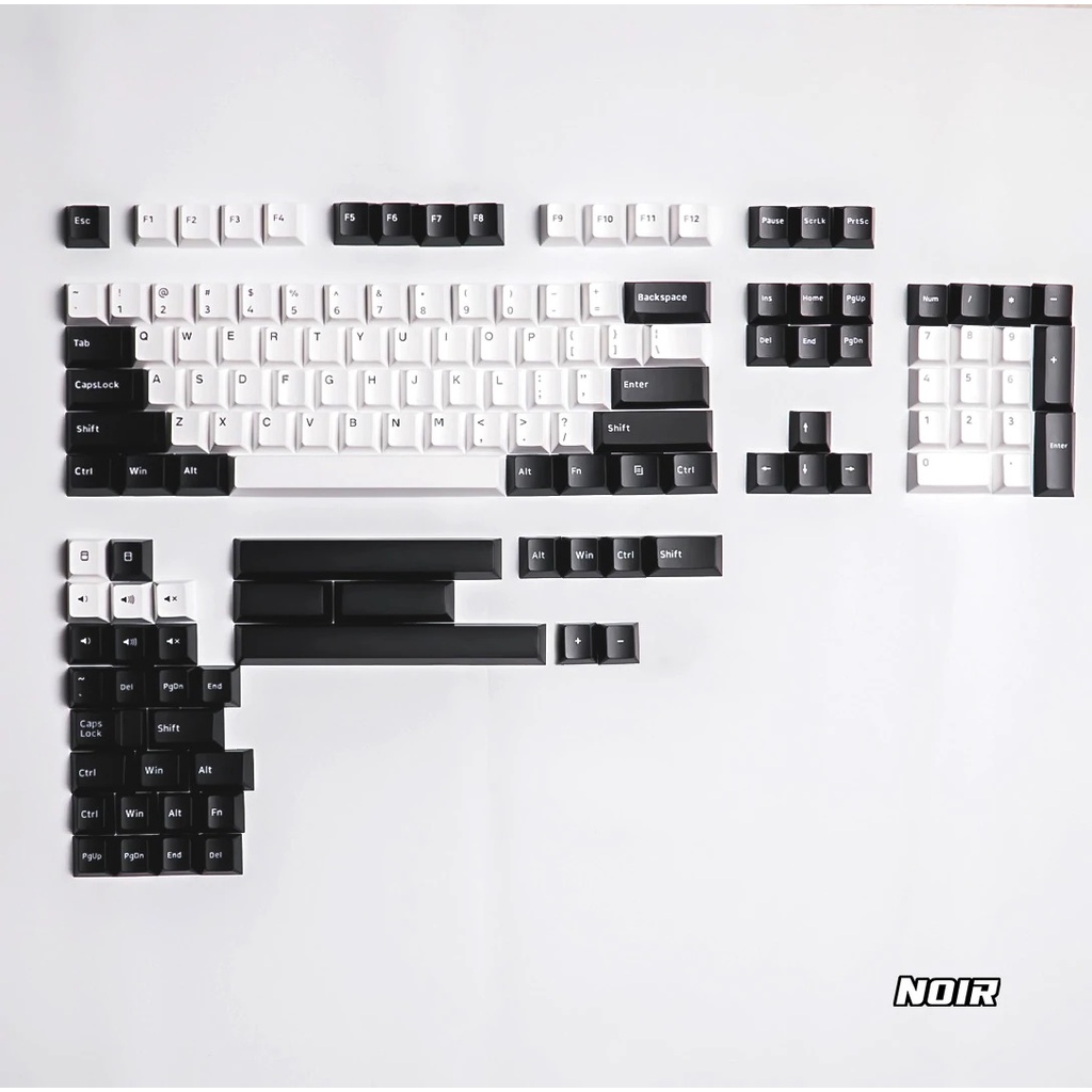 Jual Noir Black and White Keycaps (153 Key Set) for Mechanical Keyboard ...
