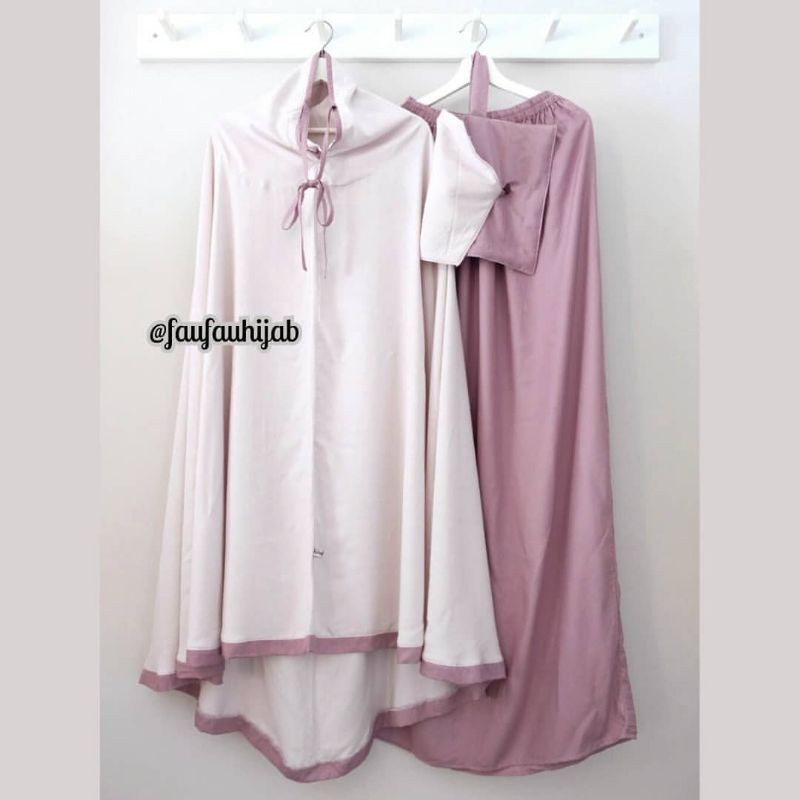 Jual Mukena Faufau butik Sonya Plain pearl dove (tali ikat manual ...