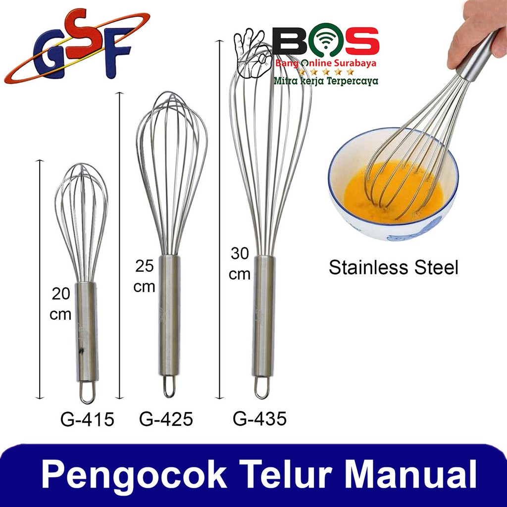 Jual Alat Pengocok Telur Adonan GSF Manual Whisk Stainless 20 25 30 CM ...