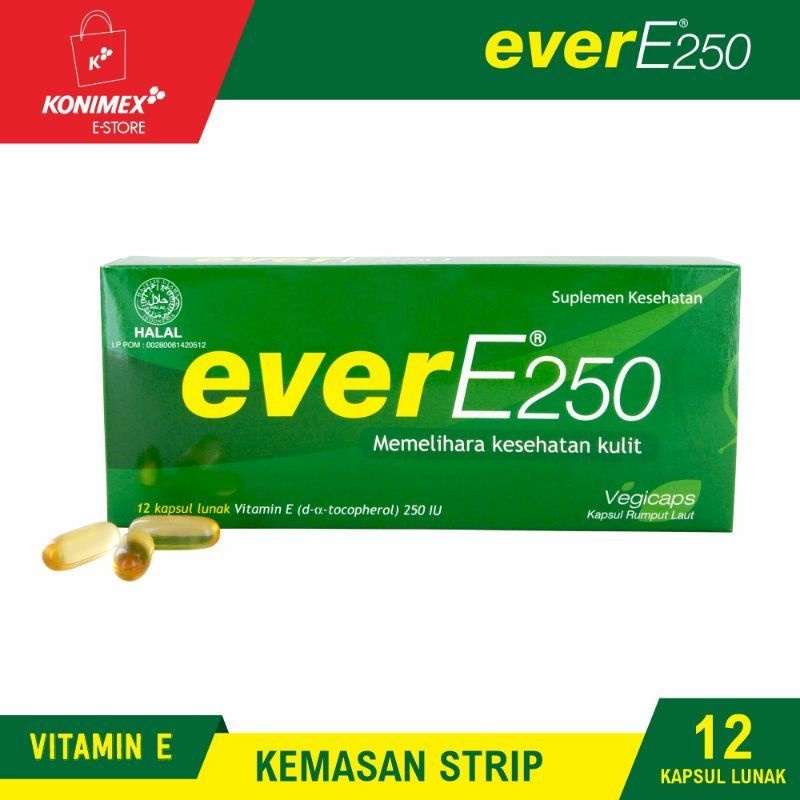 Jual Ever E 250 Vitamin E isi 12 Kapsul/ Vitamin E/ Vitamin Kulit ...