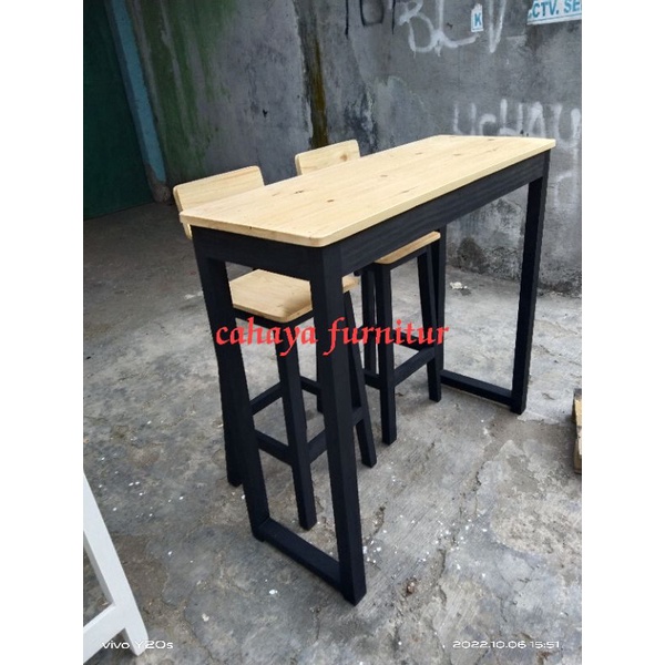 Jual JTR Meja Bar Mija cafe meja resto minimalis kayu jati belanda | Shopee Indonesia