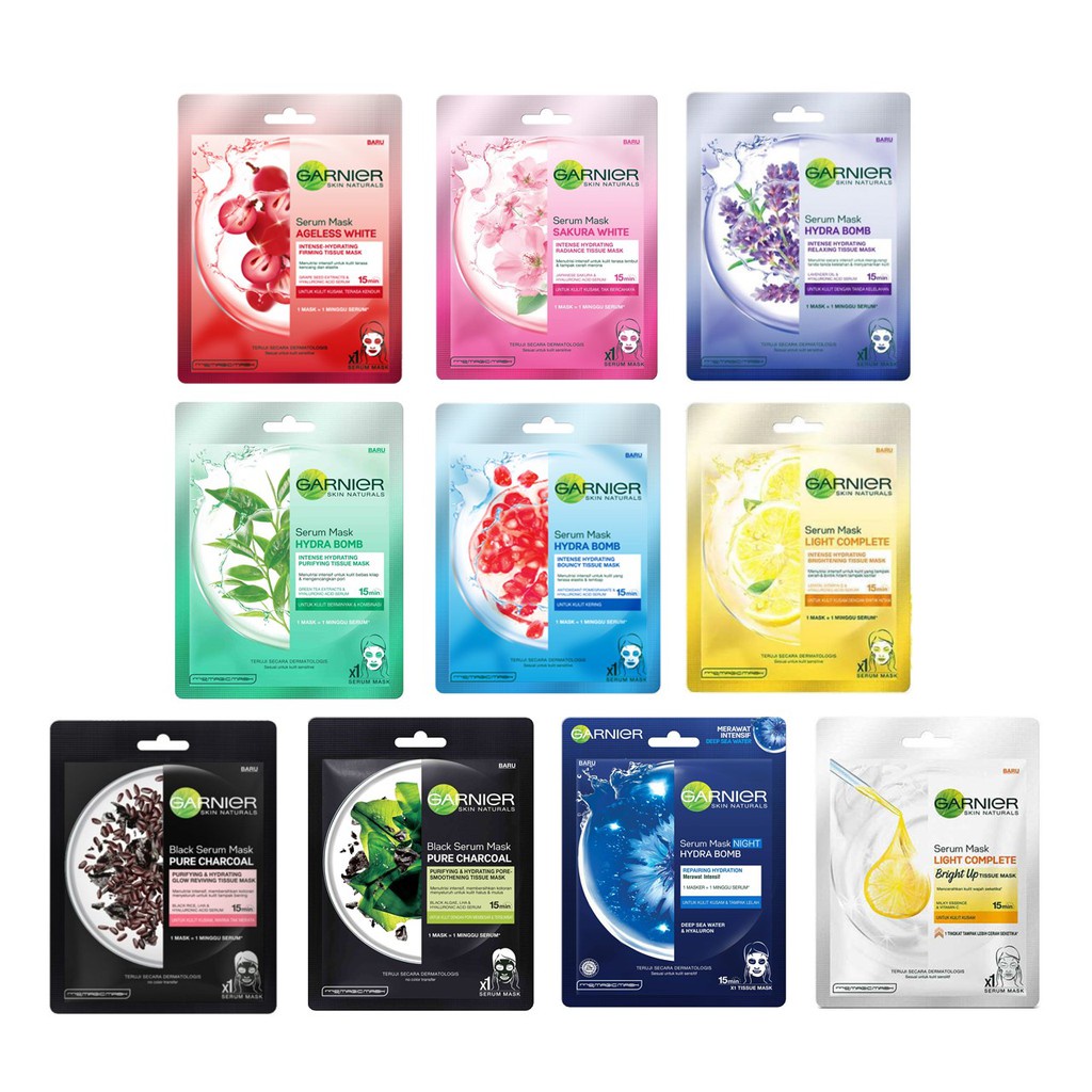 Jual Garnier Sheet Mask Serum Masker Lembaran Tissue Wajah | Shopee ...