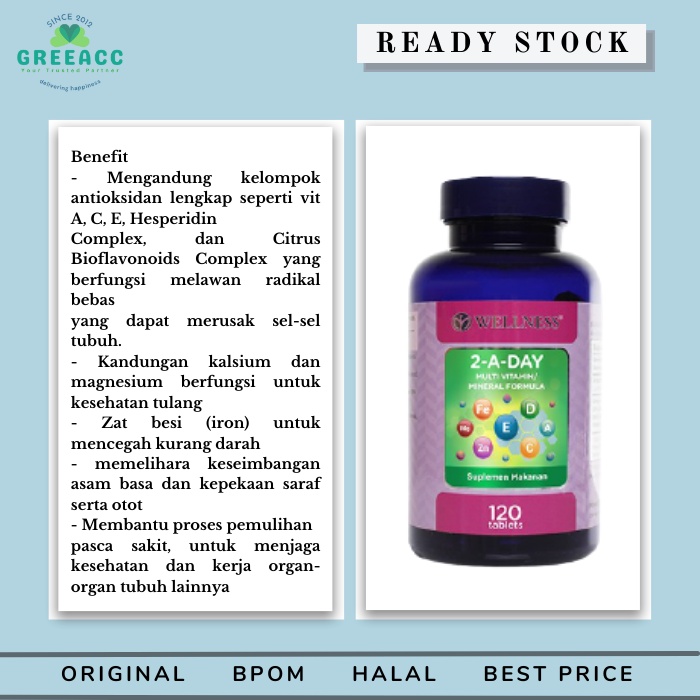 Jual Wellness Multivitamin Multi Vitamin Mineral 2-A-Day 120 Kapsul ...