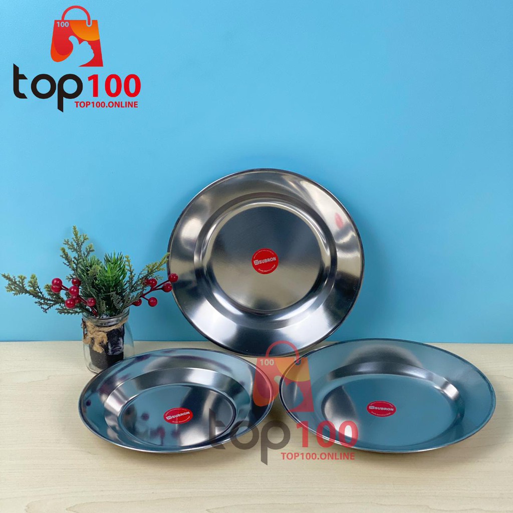 Jual TOP100 - Piring Makan Stainless Steel Bulat Wadah Saji Makanan ...
