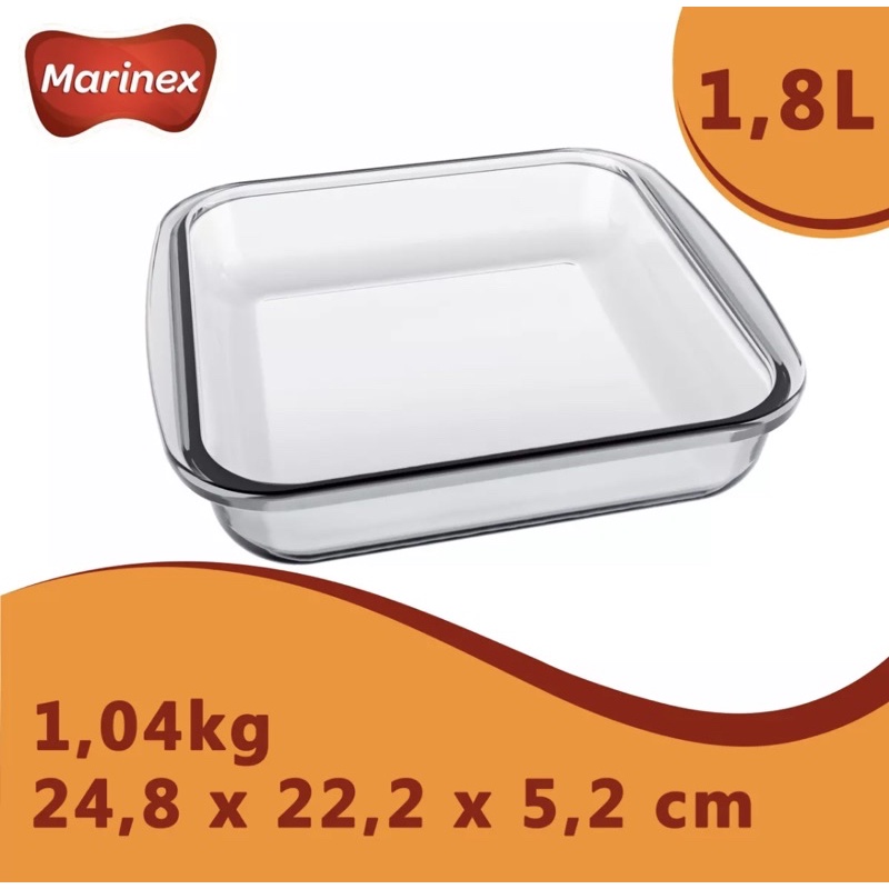 Jual Loyang Kaca Persegi Marinex 1,8 liter / Loyang Kue / Loyang Oven 1 ...