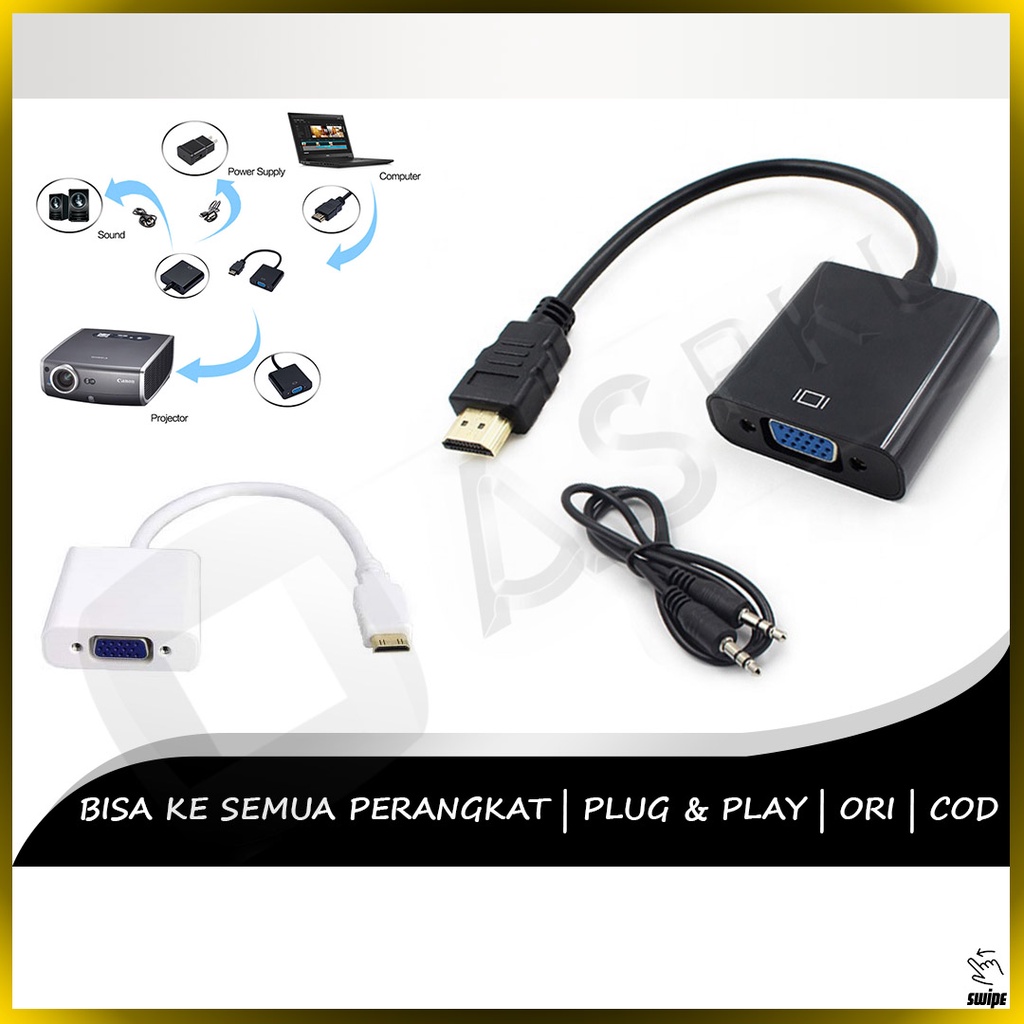 Jual Converter HDMI to VGA Original Ori Komputer Laptop Projector ...