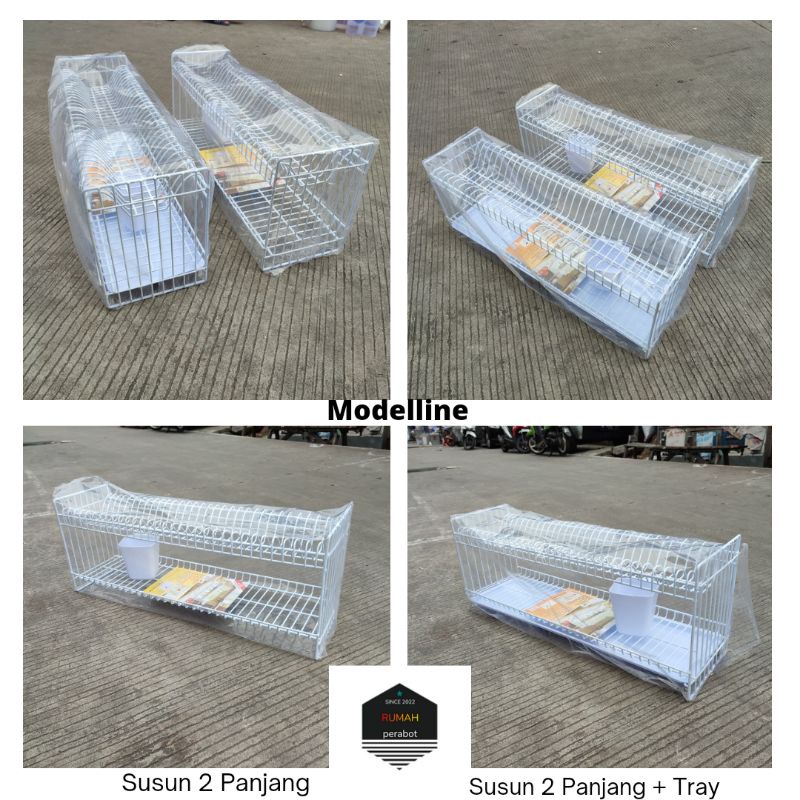 Jual SALE!! MODELLINE Rak Piring Susun 2 Panjang + Nampan + Tempat ...