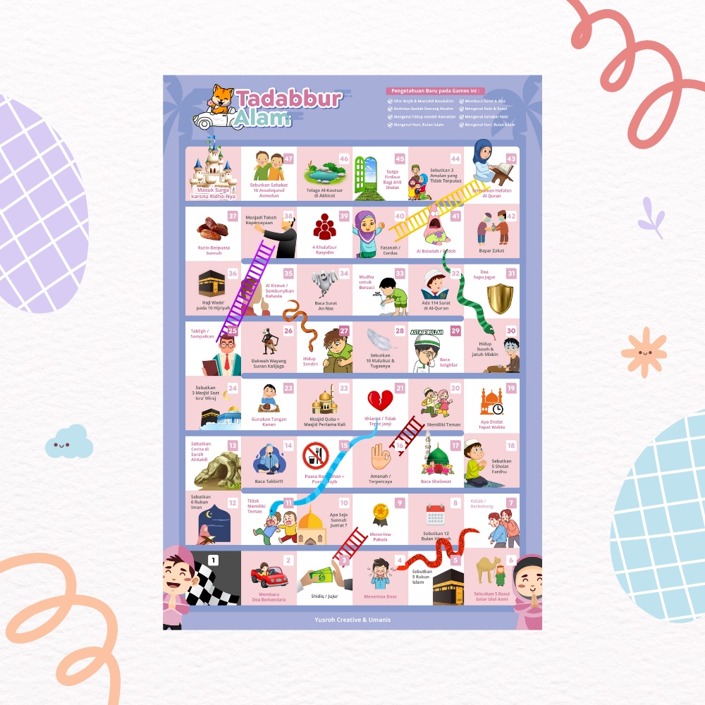 Jual POSTER LAMINASI Ular Tangga Islami Terbaru | Gratis 2 Bidak (pion ...