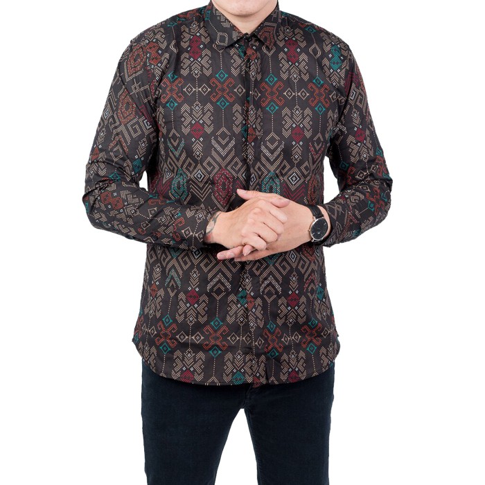 Jual Kemeja Batik Songket Pria Slimfit Batik Songket Lengan Panjang ...