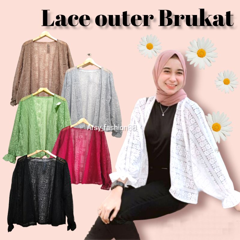 Jual Lace outer Brukat/ Crop outer brukat / cardigan atasan brukat ...