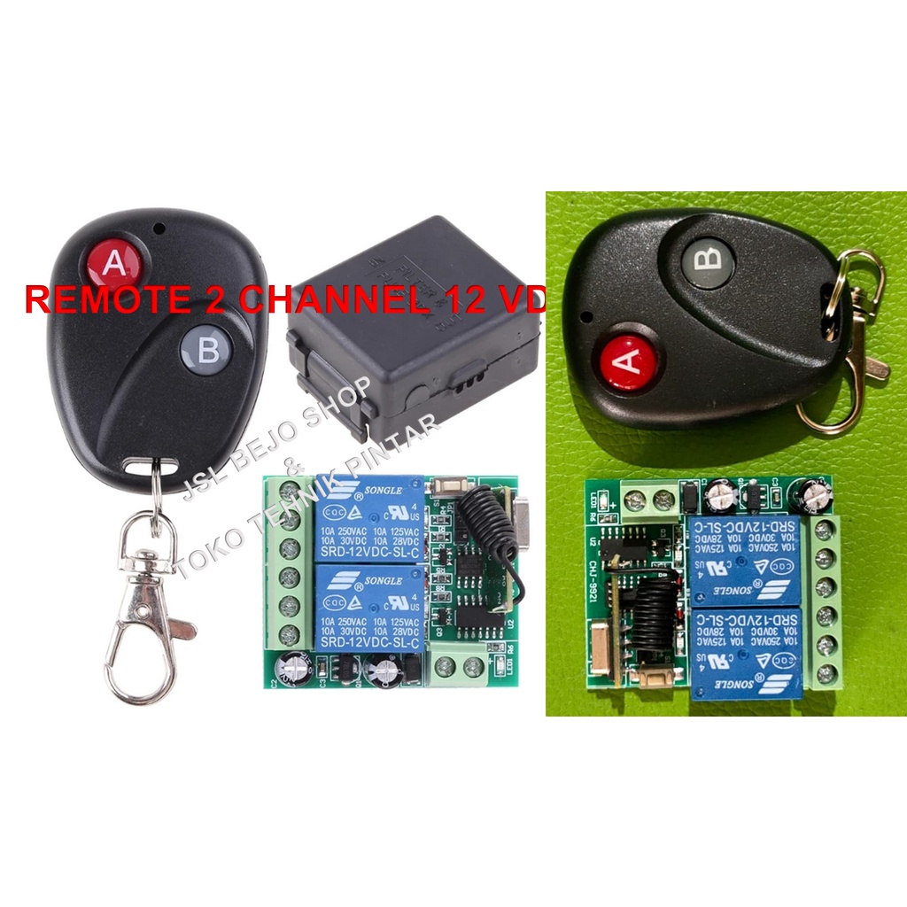 Jual Remote Control Switch 2 CH Wireless RF Transmitter Receiver 10A ...