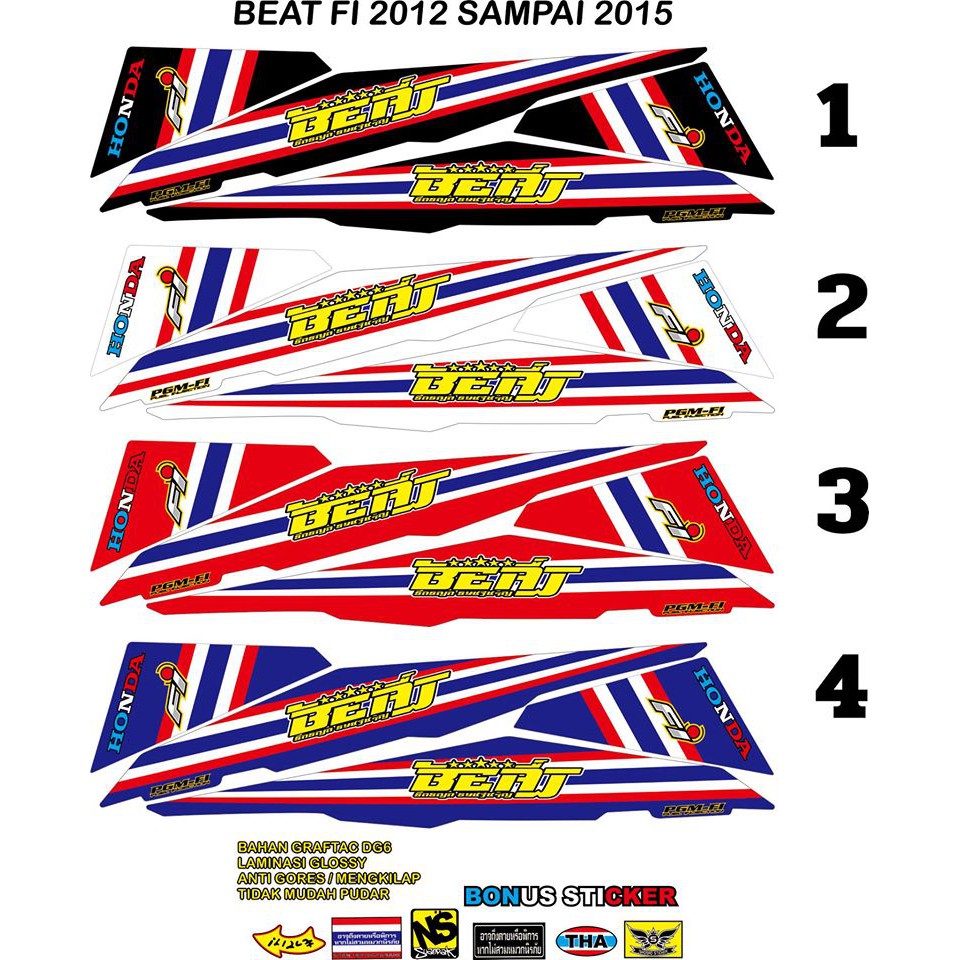 Jual STRIPING FLAG ICON THAILOOK NAMA BEAT STICKER BEAT FI | Shopee ...