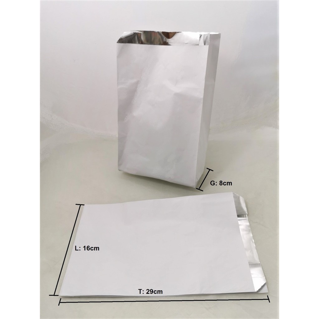 Jual Packaging Makanan / Kertas Roti Paperbag Flat Alumunium 16x8x29cm ...