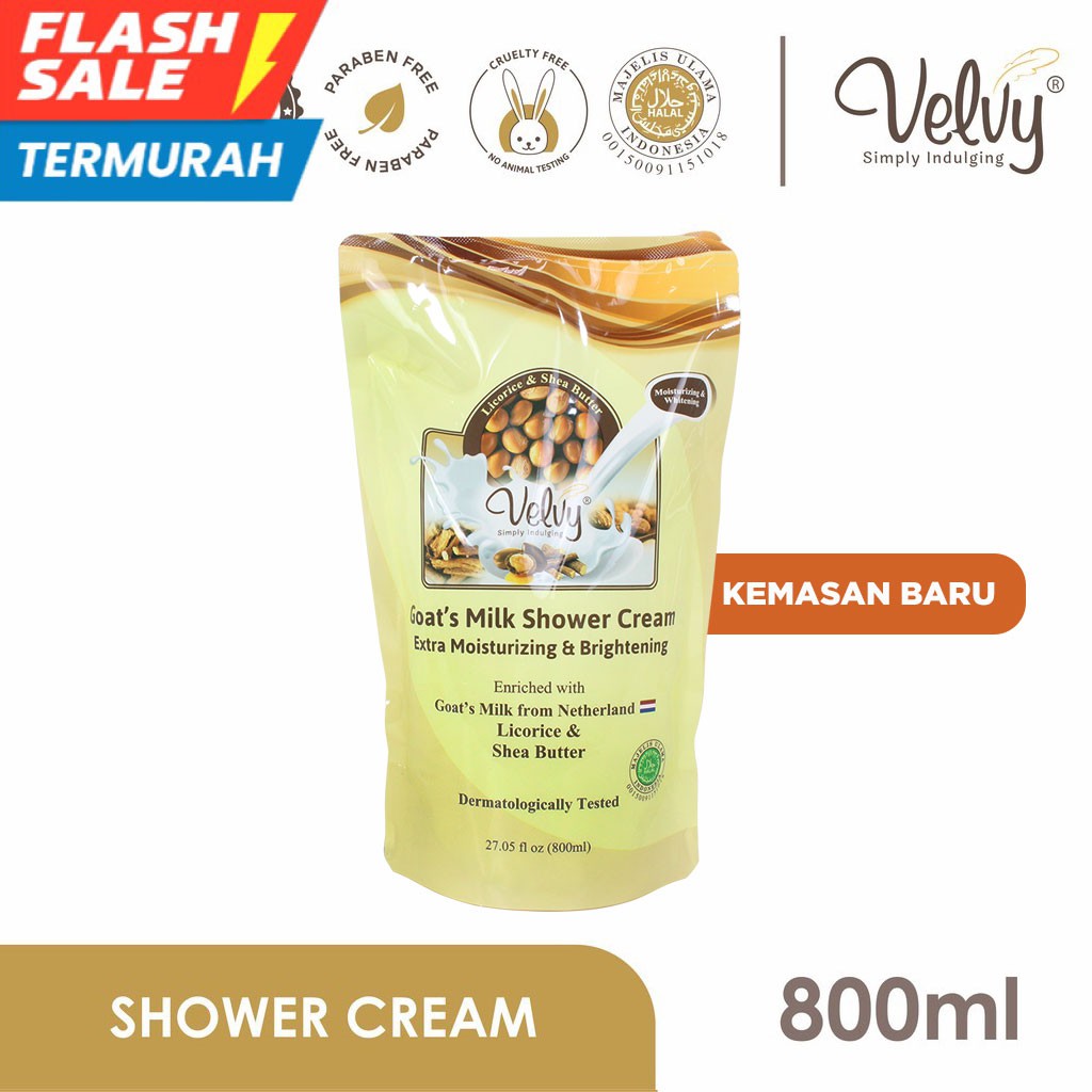 Jual Velvy Goats Milk Shower Cream Licorice & Shea Butter REFILL 800ml ...