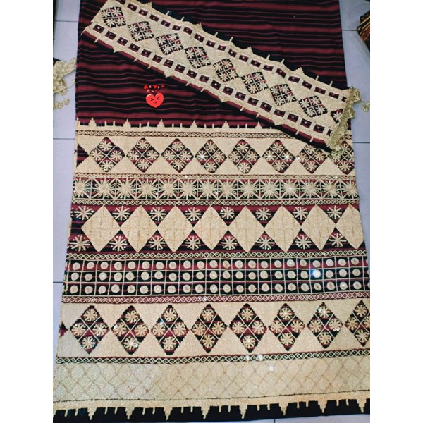 Jual kembar 2 seragam tapis songket benang sulam tangan kain selendang ...